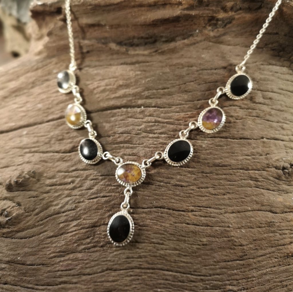 Whitby Jet and Blue John collar - The Ebor Jetworks