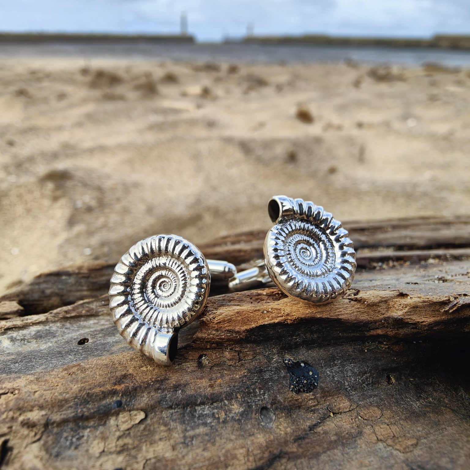 Ammonite cufflinks - The Ebor Jetworks